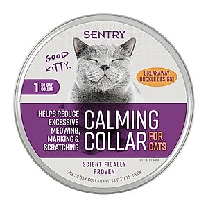 SENTRY PET Care Sentry Calming Collar for Cats, Long-Lasting Pheromone Collar Helps Calm Cats for 30 Days, Reduces Stress, Helps Calm Cats from Anxiety, Loud Noises, and Separation, 1 Count