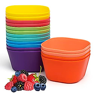Klickpick Home 15 ounce Bowls Set Of 16 Kids colorful Snack Bowls set Toddlers Cereal Bowl Set Children Bowl Kid Microwave Dishwasher Safe BPA Free Bowls - 8 Colors