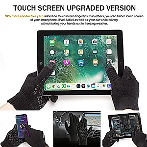 TRENDOUX Winter Gloves, Knit Touch Screen Glove Men Women Texting Smartphone Driving - Anti-Slip - Elastic Cuff - Thermal Soft Upgraded Lining - Hands Warm in Cold Weather - Black - M