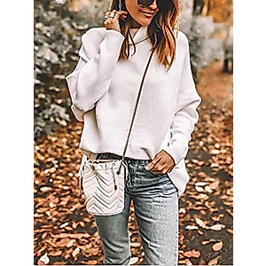 ANRABESS Womens Oversized Turtleneck Long Sleeve Sweater Asymmetric Hem Casual 2023 Fall Winter Pullover Knit Pullover Jumper Tops A87Bai-M White
