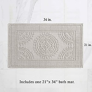 Jean Pierre New York Cotton StoneWash Medallion 21x34 in.Bath Rug, Gray