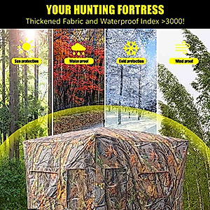 66FIT Hunting Blind 360 Degree See Through 2-3 Person Portable Pop Up Deer Blind for Hunting with Sliding Windows & Carrying Bag Ground Blind for Deer Hunting Turkey Hunting