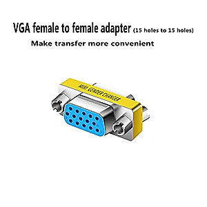 LNHCAW vga to vga 15 vga Connector、Null Modem Adapter Male to Male、Male to Female、vga Female to Female Adapter Extender Dual vga Adapter for 2 Monitors (2, Female to Female)