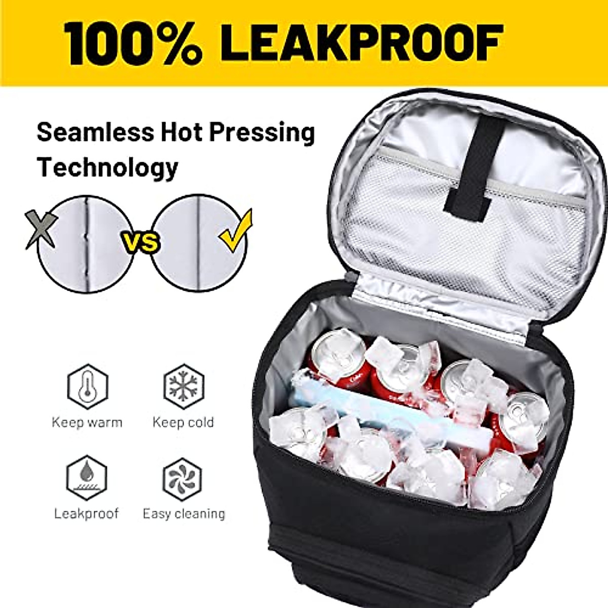 MIER Small Cooler Backpack Insulated Leakproof Lunch Box Backpack for Men Women to Beach, Picnic, Travel, Hiking, Camping, Work, 20 Cans, Black