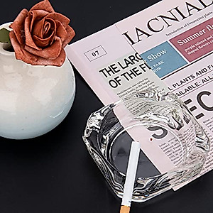 ZKKD Glass Ashtray, Home Ashtrays for Cigarettes, Outdoor Ashtray for Weed, Cigar Cool Ashtrays Cute Ashtray Square Transparent