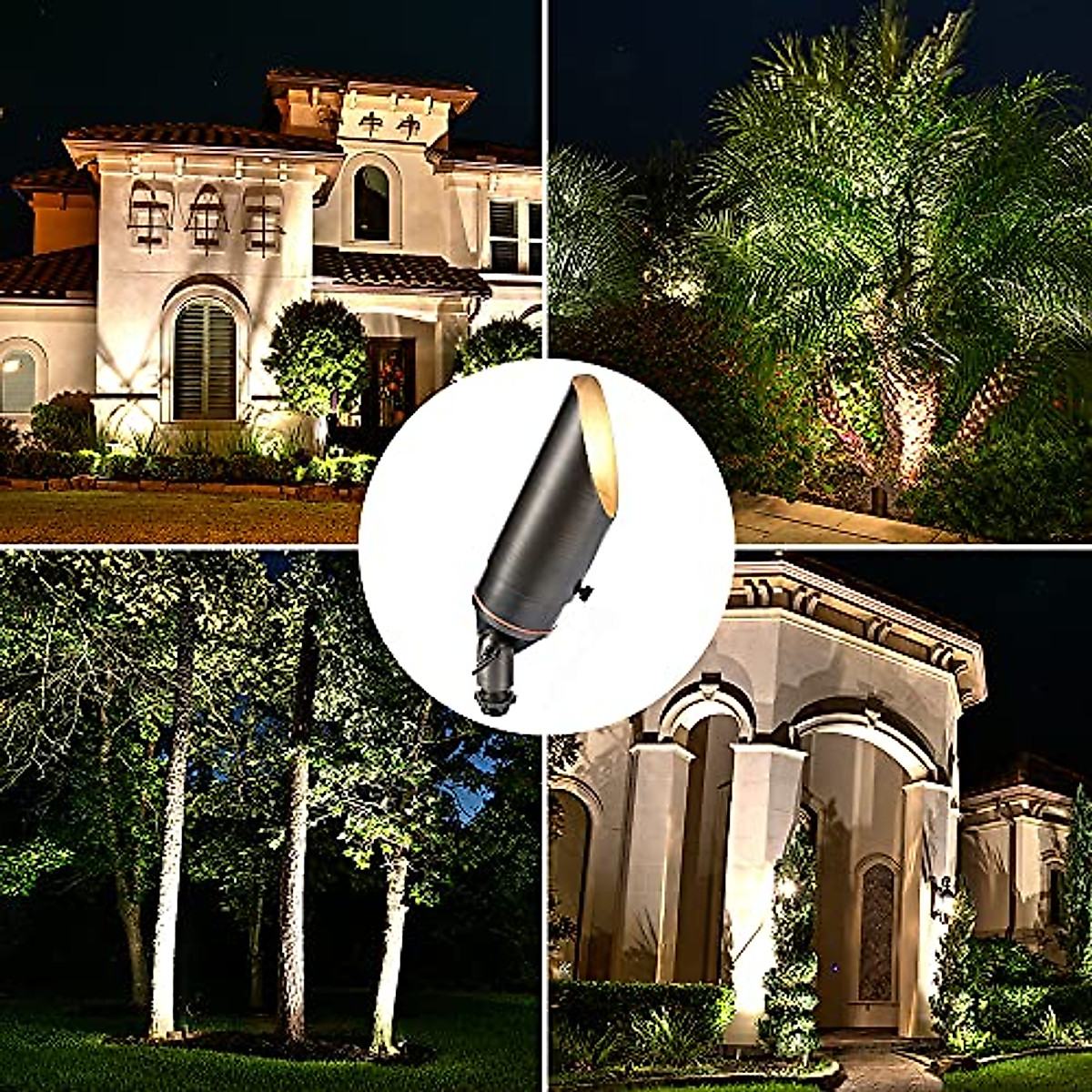 LED Spot Lights Outdoor Landscape Lighting 106 - Solid Brass Spotlight LED Yard Lights Security Landscape Lights for Beautiful Bright Long Lasting Home Garden Patio Pool Area Deck Lighting (No Bulb)