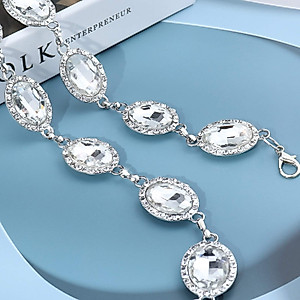 YooAi Chain Belt for Women Metal Waist Round Crystal Body Chain for Dress Silver 105cm