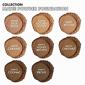 Ruby Kisses Powder Foundation Full Coverage Matte Foundation Long Lasting Face Makeup 0.35 oz. (Cognac)