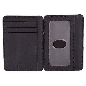 AULIV Card Holder Leather Magic Wallet RFID Blocking Slim Minimalist Front Pocket Credit Card Case for Men Women (Black)