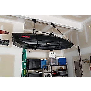 StoreYourBoard Cargo Box Ceiling Storage Hoist, Rooftop Carriers, Hi Lift Pro Garage Organizer Pulley, Hanger Rack
