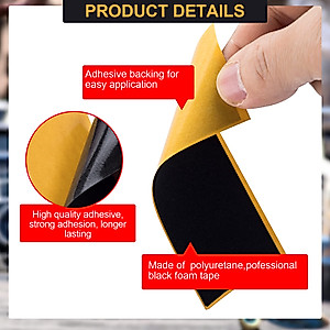 PAGOW 25pcs Fingerboard Foam Grip Tape, Non-Slip Skateboard Foam Tape Stickers, Adhesive Finger Skateboard Tape (0.047inch / 1.2mm Thick) Black