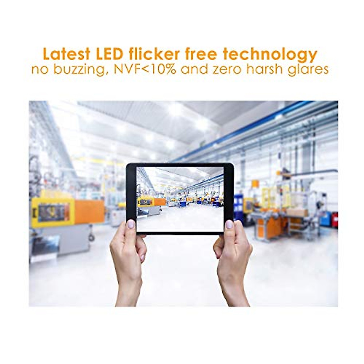 Brillirare LED UFO High Bay Light, 100W 14,000LM Daylight 5000K Shop Light Fixture, IP65 Waterproof 400W HID Equiv. with Hanging Hook&Safe Rope, Commercial Grade Lighting for Warehouse, Workshop