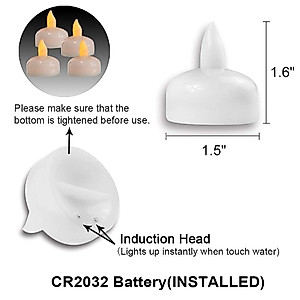 Gouccpu Water Activated Tea Lights, Waterproof Flameless Tea Lights, 12 Pack Floating LED Candles for Centerpieces, Bathtub Wedding Decorative Floating Tealight Candles Battery Operated Warm White