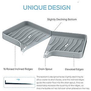 Kitchen Sink Tray,Self Draining Kitchen Soap Tray Soap Holder Silicone Sponge Holder for Kitchen Sink,Kitchen Bathroom Sink Caddy Sink Organizer for Sponge,Soap Dispenser,Dish Scrubber,Palm Brush