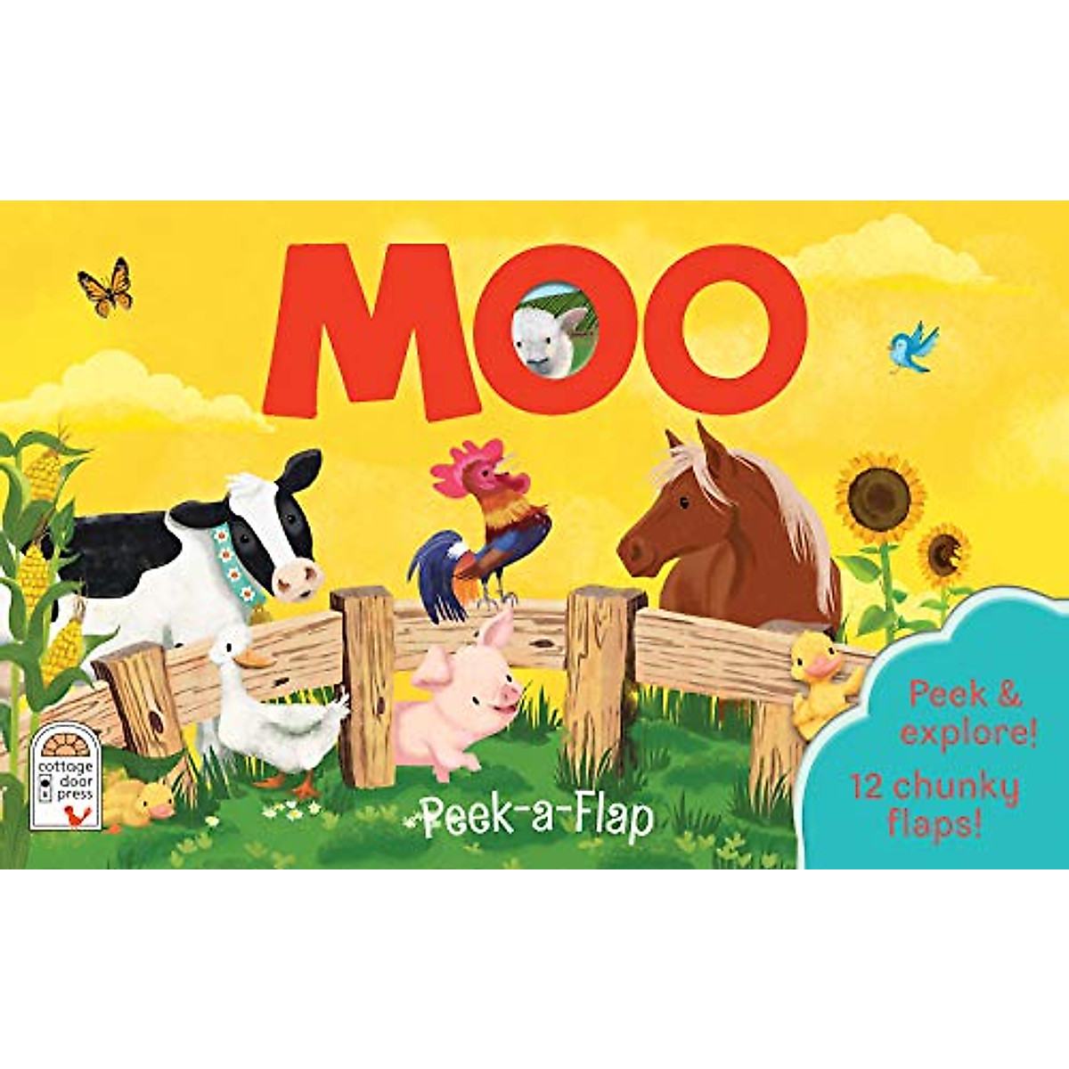 Moo Peek-a-Flap Gift Set: Includes Lift-A-Flap Board Book and Cuddly Plush Toy Friend for Birthdays, Baby Showers, Christmas and Easter Basket Stuffers