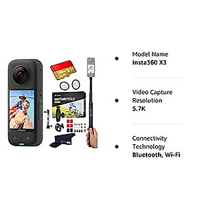 insta360 X3 - Waterproof 360 Action Camera with 1/2'' 48MP Sensors, 5.7K HDR Video, 72MP Photo, 4K Single-Lens, 2.29'' Touchscreen Black