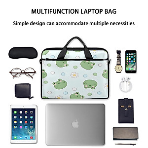 Laptop Bag for Women Men Waterproof Laptop Shoulder Bag 14-15.6 Inch Computer Messenger Bag Carrying Case (Cartoon Frogs)