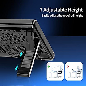 Laptop Cooling Pad with 8 Quite Cooling Fans,Laptop Fan Cooling Pad for 12-17 Inch, Laptop Cooler Stand with 7 Height Adjustable, 2 USB Ports,Wind Speed Adjustable(Black)