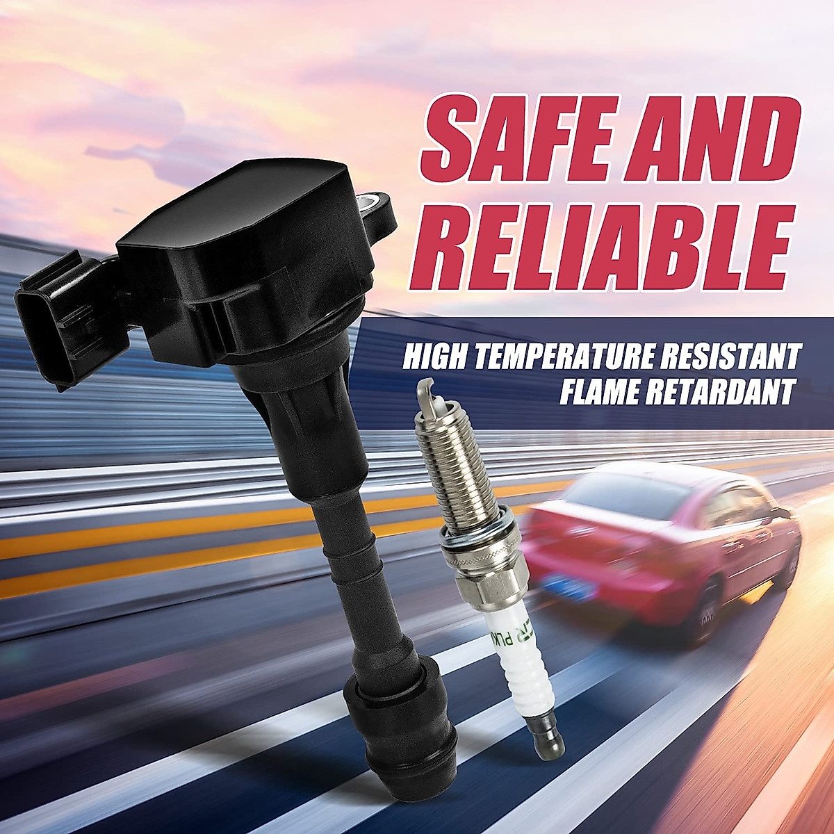 RANSOTO UF349 Ignition Coil Pack & Spark Plugs Compatible with 3.5L 2002-2008 Nissan Maxima Murano Pathfinder Altima Quest Infiniti G35 FX35, 4.0L 2005-2019 Nissan Frontier Xterra Pathfinder