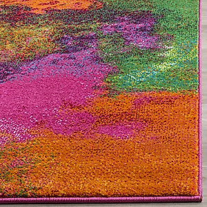 SAFAVIEH Watercolor Collection 2'3" x 4' Orange / Green WTC619D Colorful Boho Abstract Non-Shedding Living Room Bedroom Accent Rug