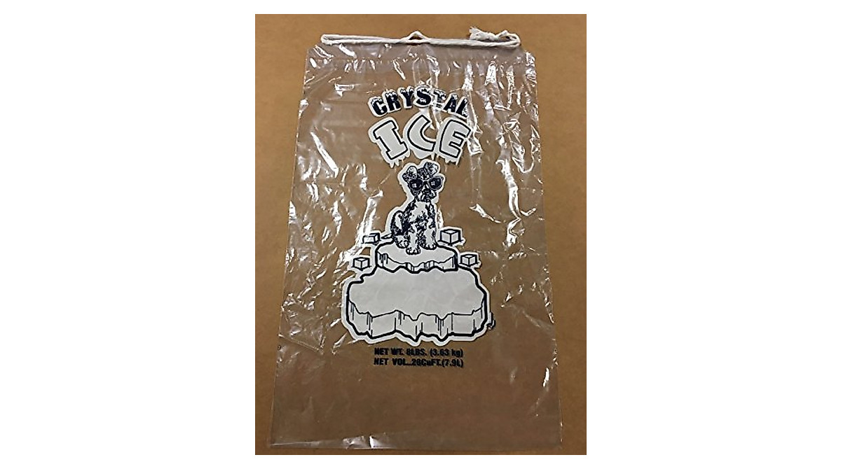 8 lb Heavy Plastic Ice Bags with Drawstrings - Case of 500