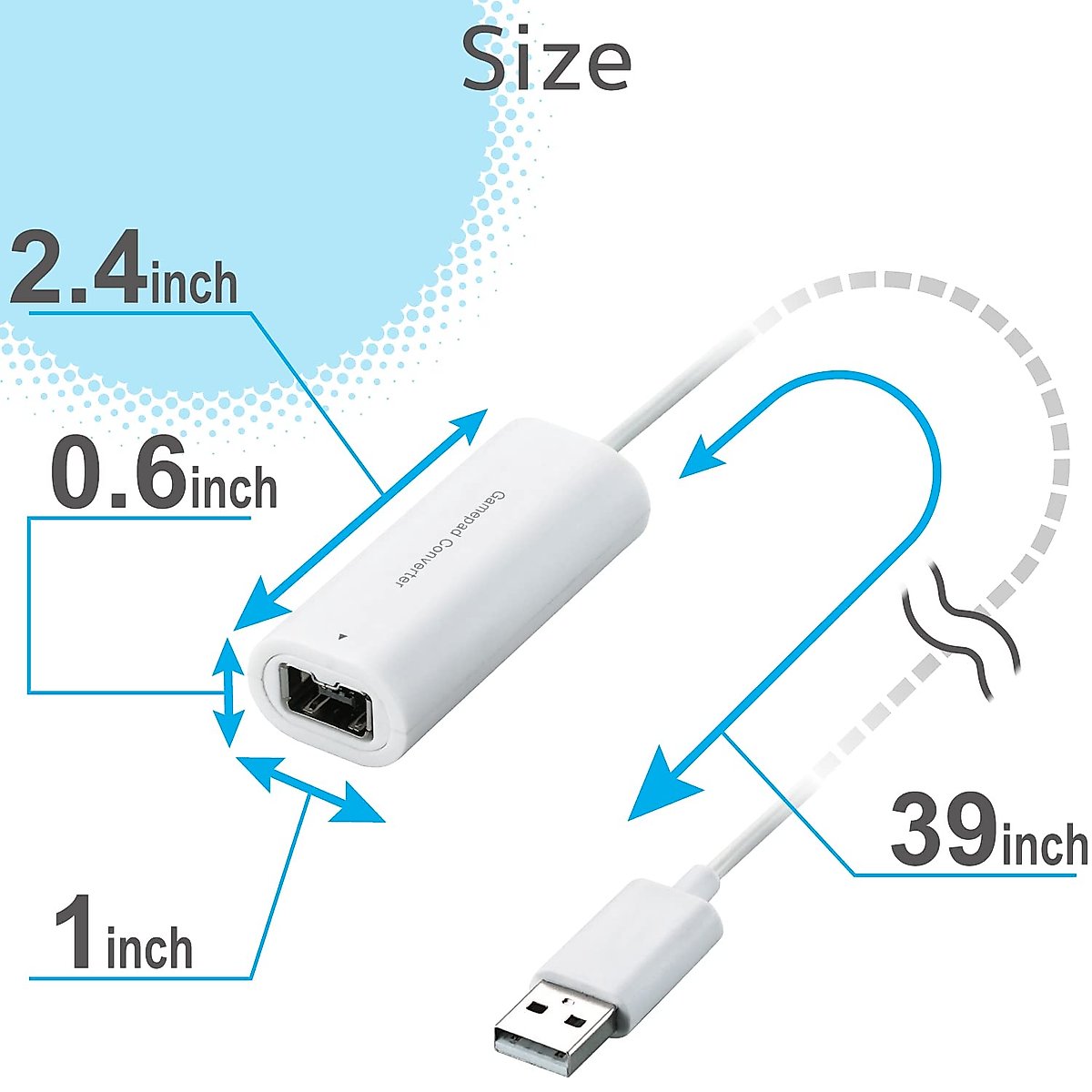 ELECOM Gamepad Converter for Wii Controllers, Support Wii Game Classic Controller and Classic Controller Pro, Only Compatible with Windows PC 39 inch Cable Length (JC-W01UWH)