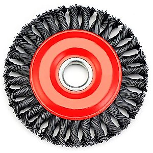 TILAX Wire Wheel Brush, Knotted Twist Wire Wheel for Angle Grinder with 5/8 Inch Arbor, 4 Inch Diameter and 0.019 Inch Carbon Steel Wire for Heavy-Duty Use of Various Metals