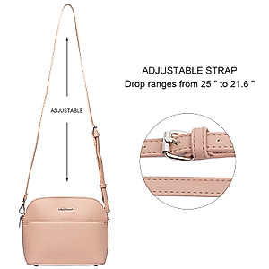 Crossbody Bags for Women, Medium Dome Vegan Leather Shoulder Purses Lightweight Handbags with Multi Pockets (Pink)