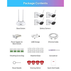 ZOSI C309 4CH 2K Spotlight Battery Powered Wireless Security Camera System,4pcs Wire-Free Rechargeable Outdoor Cameras,Color Night Vision,Light & Siren Alarm,2-Way Audio,32GB SD Card&Cloud Storage