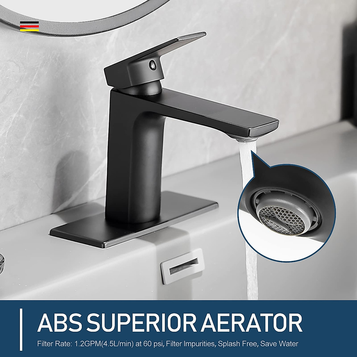 Black Bathroom Faucet Single Handle Bathroom Sink Faucet with Pop-up Drain and Deck Plate Rv Lavatory Vessel Faucet Basin Mixer Tap