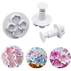 INSPEE 3 Pieces Hydrangea Flower Fondant Plunger Cutters Sugarcraft Cake Cookie Cutter Decorating Mold Tools