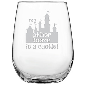 My Other Home is a Castle Engraved Stemless Wine Glass • Funny Birthday, Christmas, Mother's Day, Father's Day, Graduation Gift