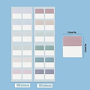 240 Pcs 1Inch Sticky Index Tabs, Colored Book Sticky Tabs for Notebooks, Repositionable Page Tabs for Notebooks File Classification,12 Colors(1 Inch)
