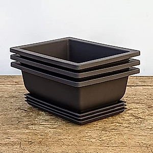 Bonsai Outlet Training Pots with Humidity Trays - Built in Mesh, Six Inch Large Planters + Made from Durable Shatter Proof Poly-Resin, Set of 3 Pot Set…