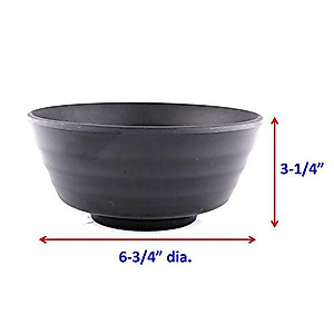 Lucky Star Melamine Round Bowls Set Ramen Vietnam Pho Noodles Soup Bowls, 6-3/4“ dia. X 3-1/4” H, Capacity: 32 oz, Black (16)