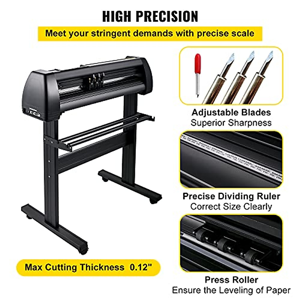 VEVOR Vinyl Cutter Machine, 28inch Vinyl Plotter, LCD Display Plotter Cutter, Adjustable Double-Spring Pinch Rollers Sign Cutting Plotter, Plotter with Signmaster Software for Design and Cut