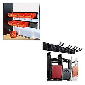 Wallmaster 8-Bin Storage Bins Garage Rack System & Garage Storage Tool Organizer System Heavy Duty Tools