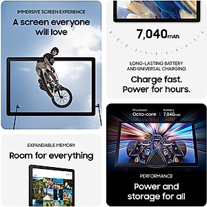 SAMSUNG Galaxy Tab A8 Android WiFi Tablet, 10.5'' Touchscreen (1920x1200) LCD Screen, 32GB Storage, Bluetooth, Android 11 OS, Silver with Accessories