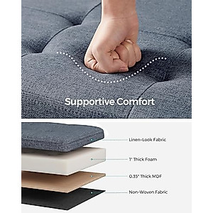 SONGMICS Storage Ottoman Bench, Foldable Ottoman Foot Rest, 15 x 43 x 15 Inches, End of Bed Bench, Storage Chest, Load up to 660 lb, for Living Room, Bedroom, Entryway, Misty Blue ULSF077Q01