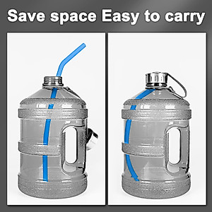 WALFOS 14.5 inch Extra Long Reusable Silicone Straws, Big Sizes Flexible Bendable Straws for 1/Half Gallon Large Water Bottles, 128 75 64 40 OZ Tumbler with Cleaning Brush (6-Pack)