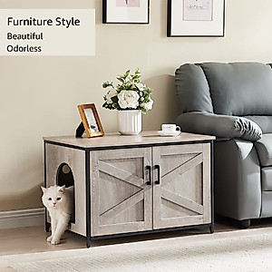 unipaws Top Opening Cat Litter Box Enclosure, Flip Top XL Extra Large Cat Box Furniture, Friendly to Elderly People, High Jumbo Automatic Litter Box Cover Hidden for Large Cat