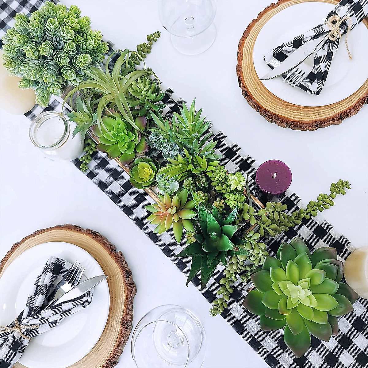 Winlyn 15 Pcs Artificial Succulents Unpotted Bulk Small Faux Succulent Plants Hanging Succulents Hops Aloe for Succulent Garden Wreath Floral Arrangement Indoor Outdoor Green Decor