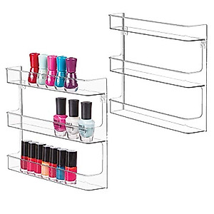 iDesign Hanging Nail Polish & Cosmetics Organizer, Set of 2, The Clarity Collection – 8.78" x 2.02" x 11.07", Clear