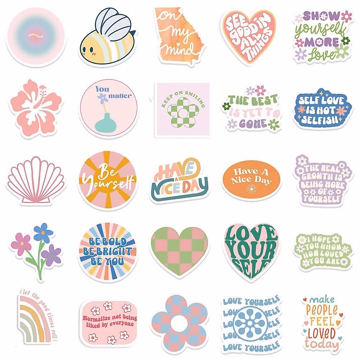 100PCS Danish Pastel Stickers, Pink Aesthetic Inspirational Stickers for Girls,Adults and Teens, VSCO Colorful Pastel Vinyl Waterproof Stickers for Laptop,Water Bottles,Computer,Phone,Skateboard