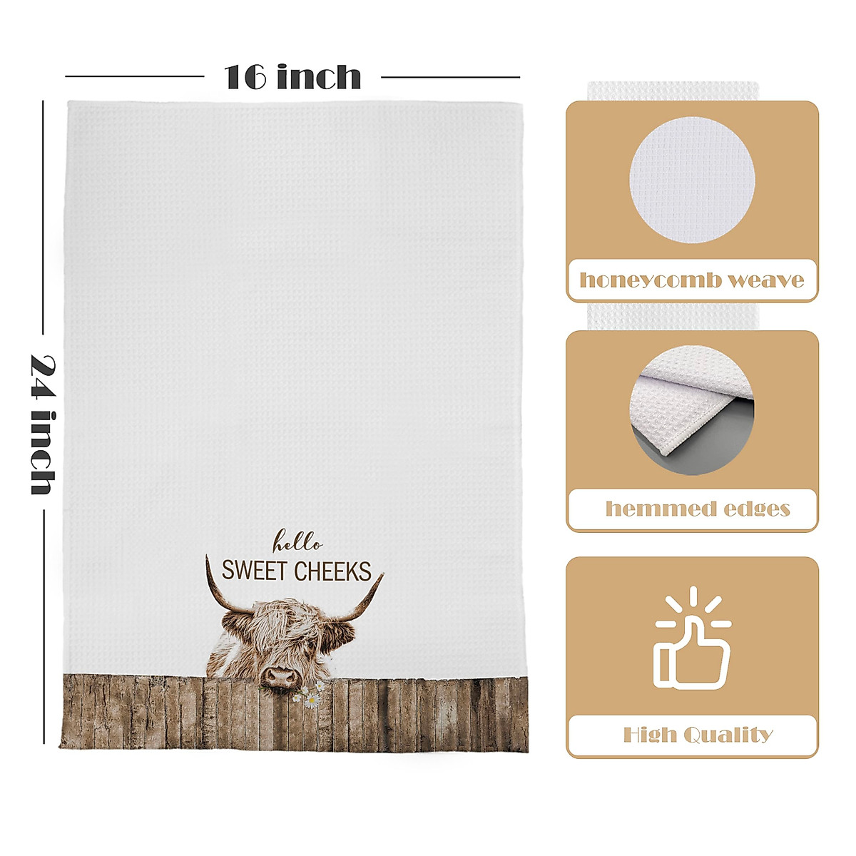 GCFET Highland Cow Bathroom Towels - Farmhouse Cow Decorative Hand Towels for Bathroom 16x24, Funny Bathroom Hand Towels, Funny Hand Towels for Bathroom