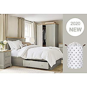 FRIENDIY Large Laundry Hampers (9 Colors), Removable Laundry Basket, foldable fabric laundry basket, drawstring waterproof round cotton linen storage basket. (Grey Star, Thickened 19"/Large)