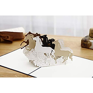 Liif Galloping Horses Greeting Pop Up Card For All Occasions, Pop Up Birthday Card, Happy Birthday Card, Fathers Day Card, Congratulations Card, Retirement Card, Horse Gifts For Women, Horse Lovers