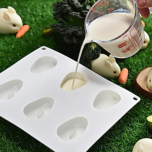 3D Easter Rabbit Cake Mold Bunny Silicone Soap Mold for French Dessert Chocolate Candy Mousse Brownie Jelly Ice Cream Chiffon Cheesecake Fondant Resin Candle Making Mold Easter Decoration