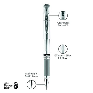 uni-ball Impact Gel Pens, Bold Point (1.0mm), Metallic Silver, 12 Count