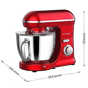 Kitchen Stand Mixer, 6.5 Quart, 6 Speed Tilt-Head Kitchen Mixer, Electric Food Mixer with Dough Hook, Wire Whip, Beater, Red